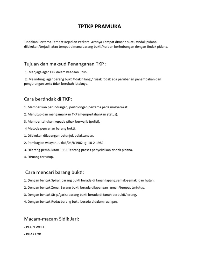 Tindakan Pertama Tempat Kejadian Perkara Pramuka | PDF