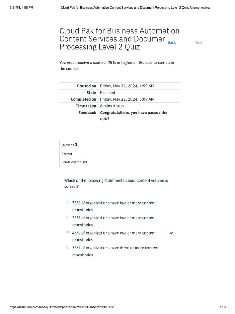 Cloud Pak For Business Automation Content Services and Document Processing Level 2 | PDF