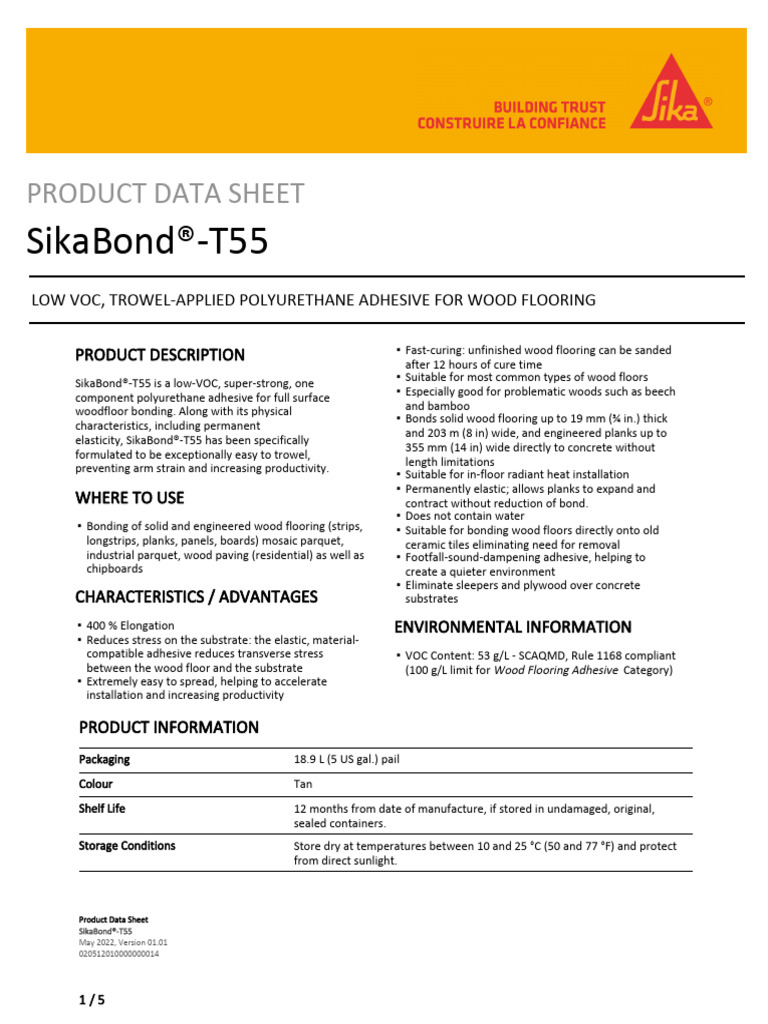 Sikabond-T55 For Self Levelling | PDF | Flooring | Adhesive