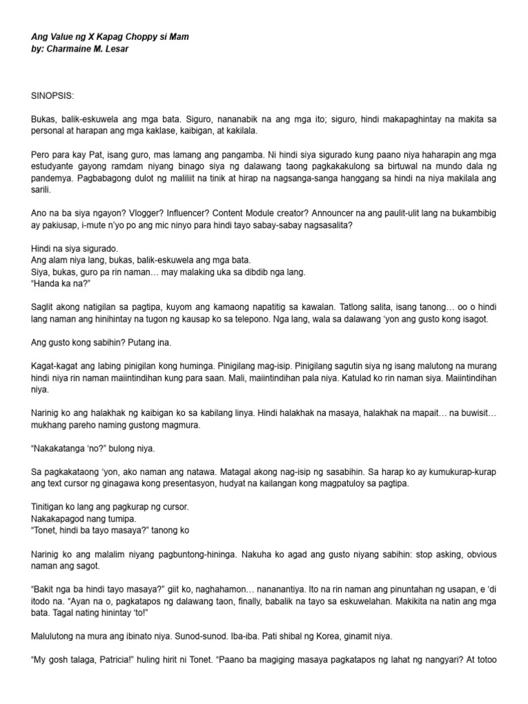 Ang Value NG X Kapag Choppy Si Mam | PDF