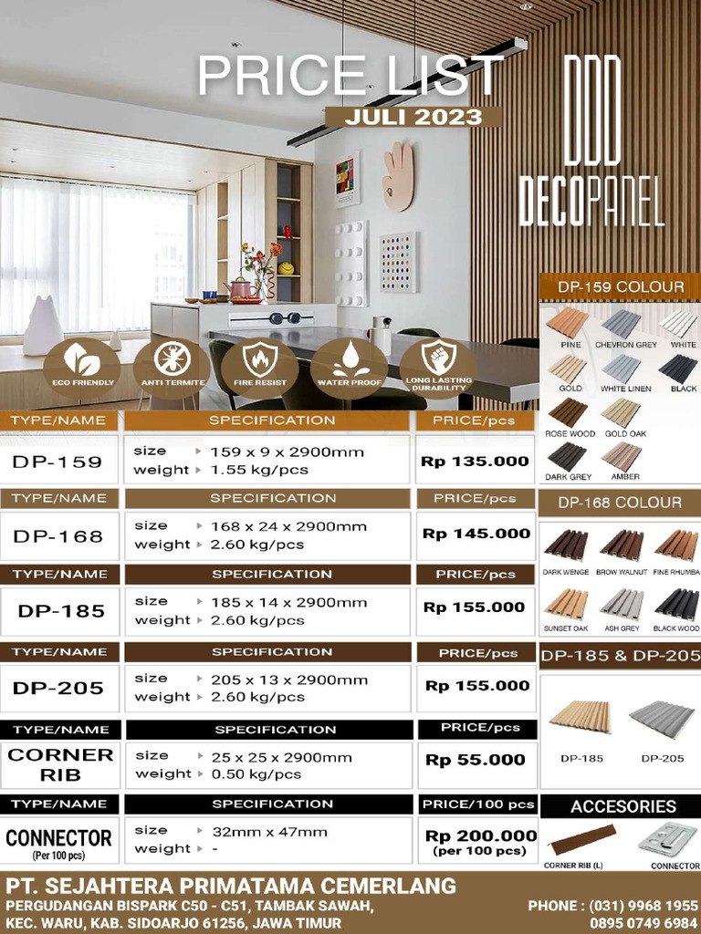 Pricelist Deco Panel WPC - SPC Per 1 Juli 2023 | PDF