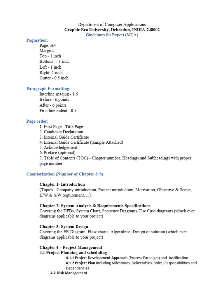 MCA Report Formatting Guidelines | PDF | Risk | Project Management