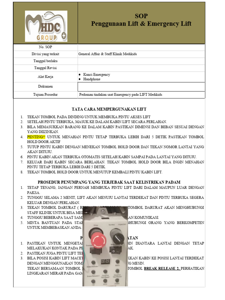 SOP Prosedur Lift | PDF
