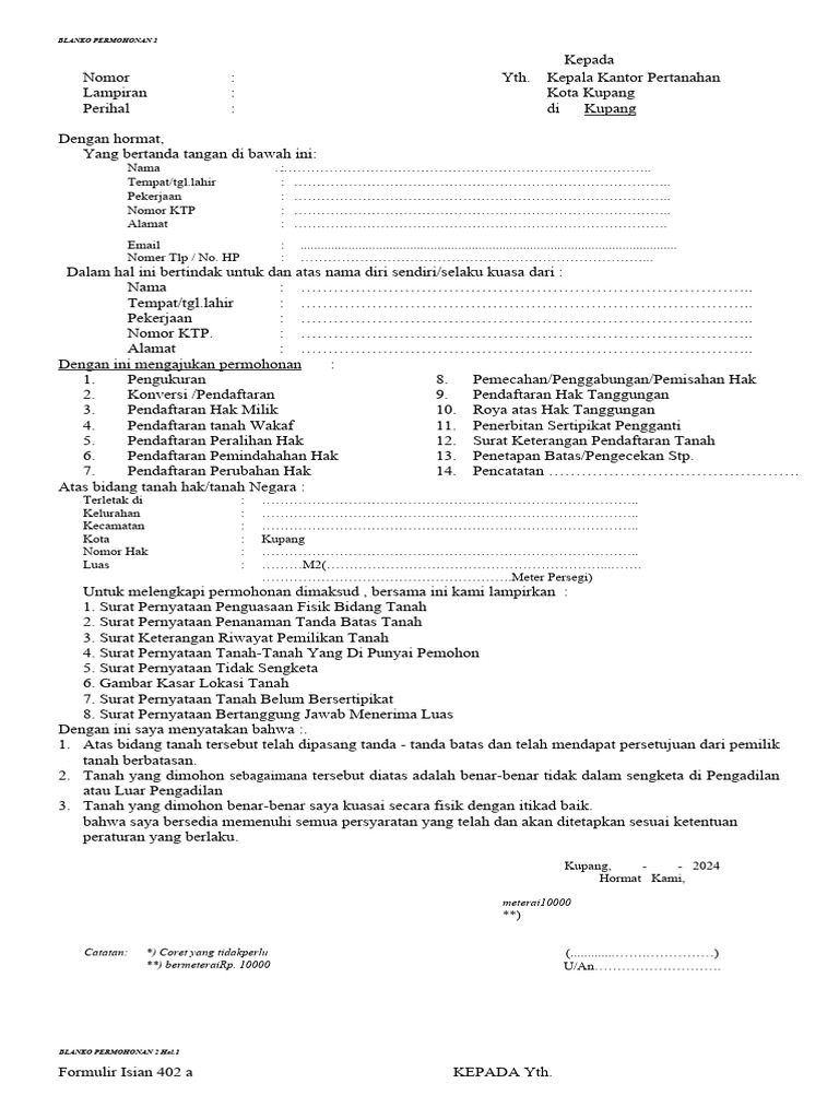 BLANKO PENDAFTARAN PERTAMA Ok | PDF