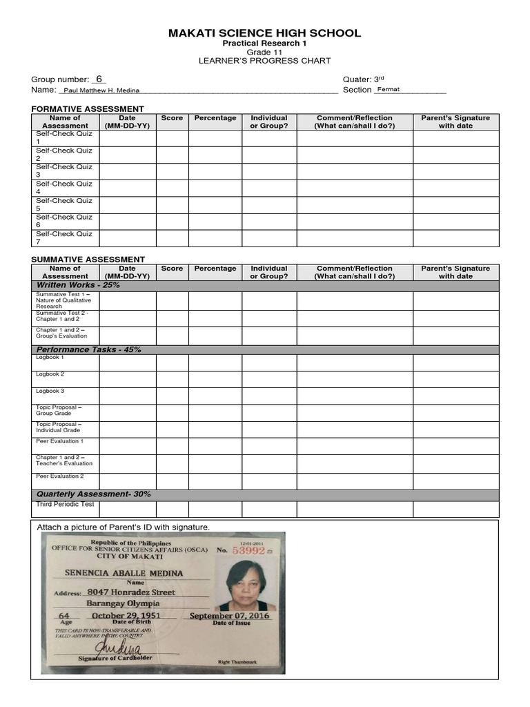 Learnerâs Progress Chart q3 Pr1 Editable | PDF | Self-Improvement | Science & Mathematics