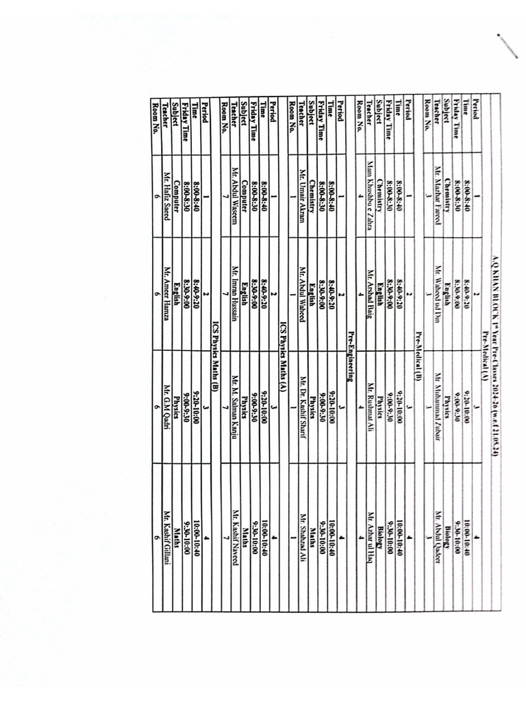 Revised Timetable Pre Classes | PDF