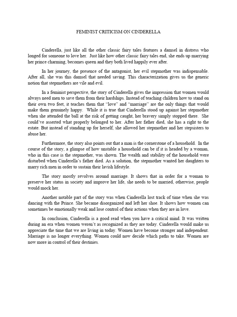 Feminist Analysis of Cinderella's Message | PDF | Cinderella | Fairies