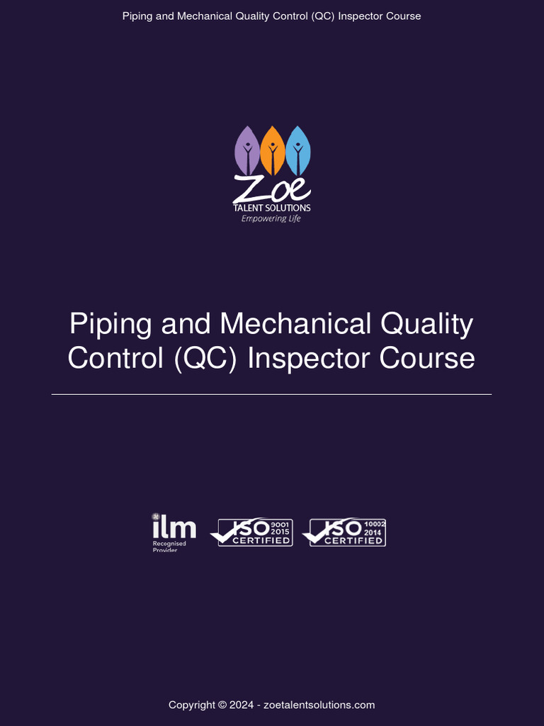 Piping and Mechanical Quality Control (QC) Inspector Course | PDF | Pipe (Fluid Conveyance ...