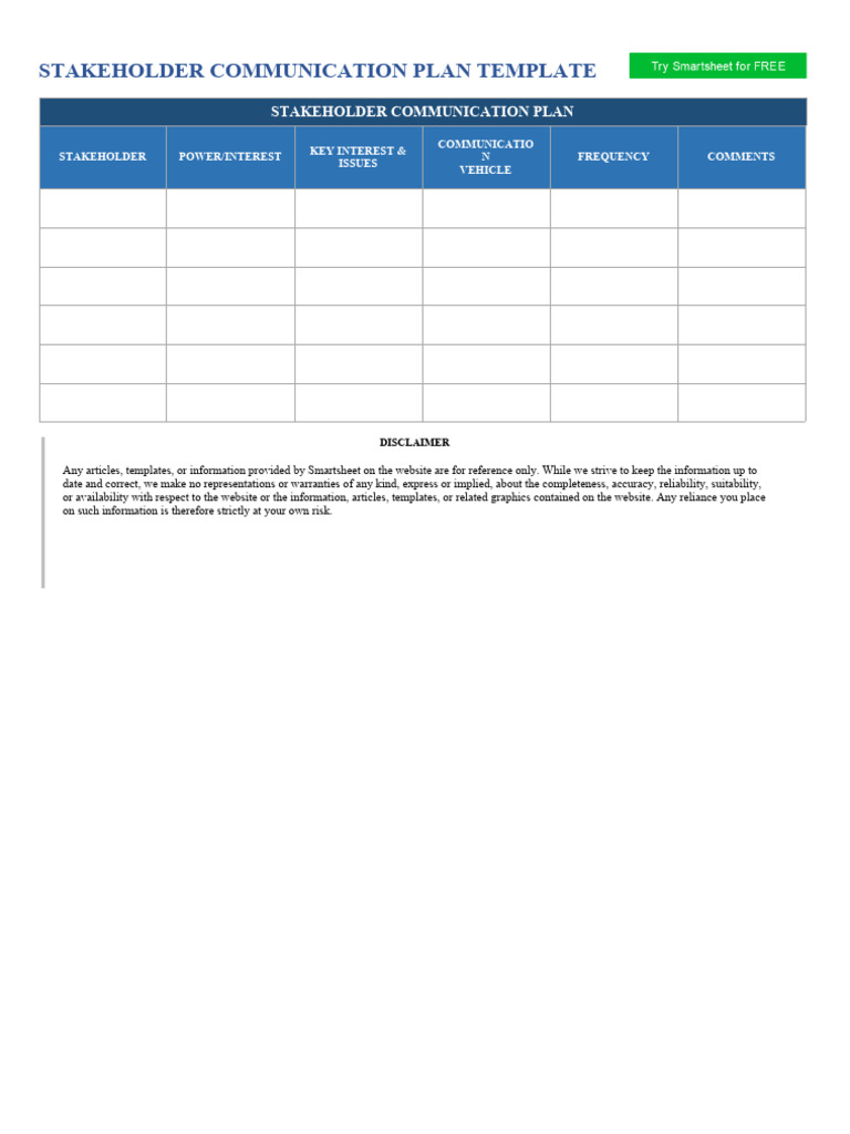 Stakeholder Communication Plan Template | PDF
