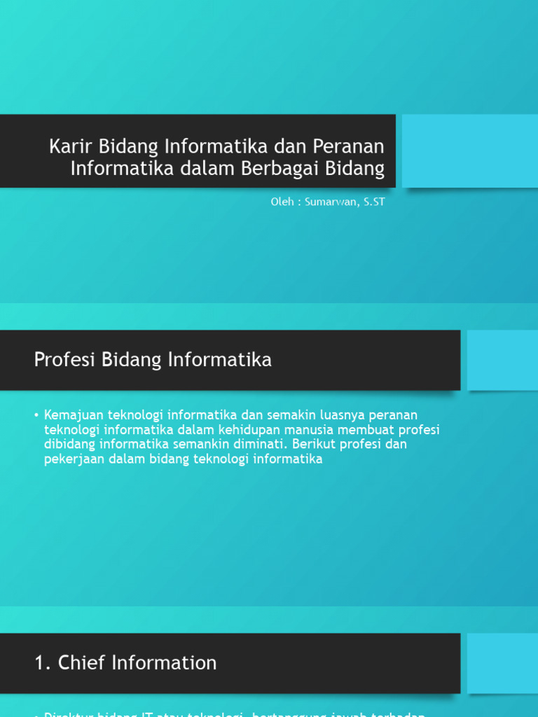 Karir Bidang Informatika Dan Peranan Informatika Dalam Berbagai | PDF ...