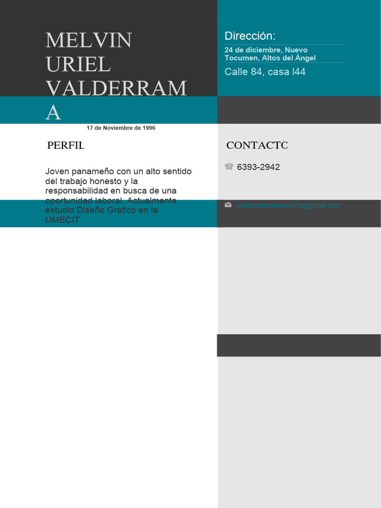 Currículum de Melvin Uriel Valderrama | PDF