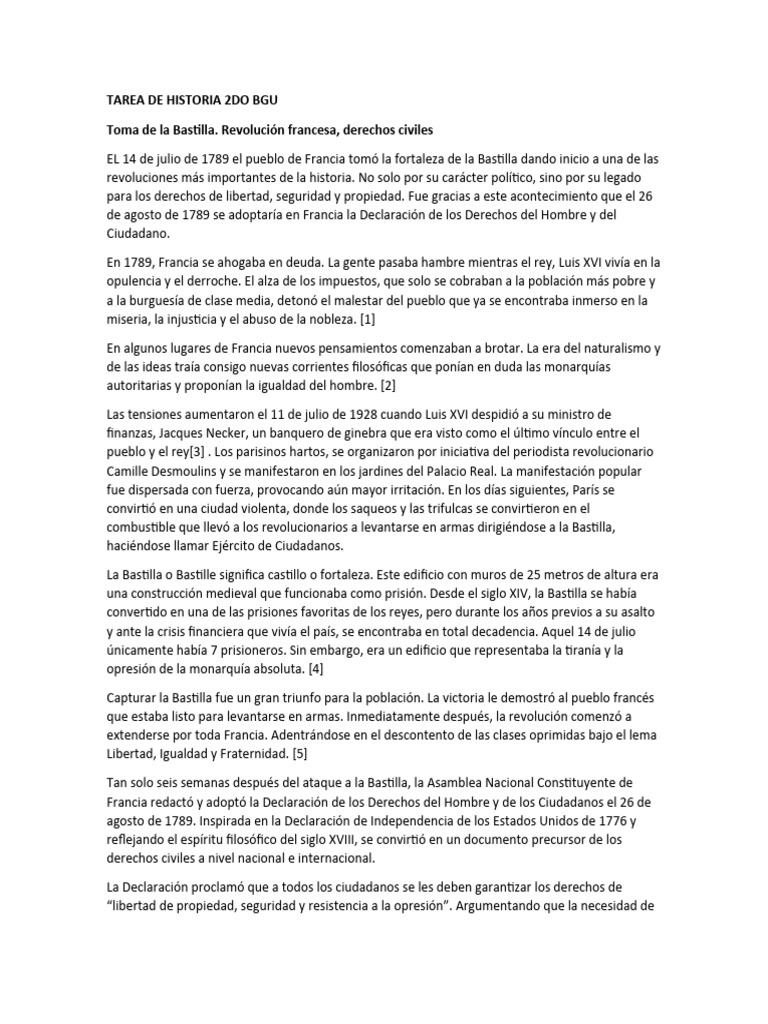 Tarea de Historia 2do Bgu | PDF | Derechos | revolución Francesa