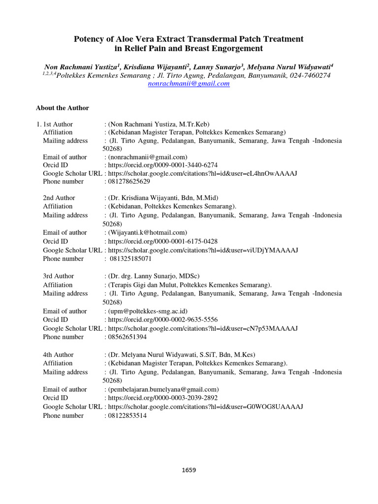 23 Aloevera Transdermal Patch Bengkak PD | PDF | Breastfeeding | Topical Medication