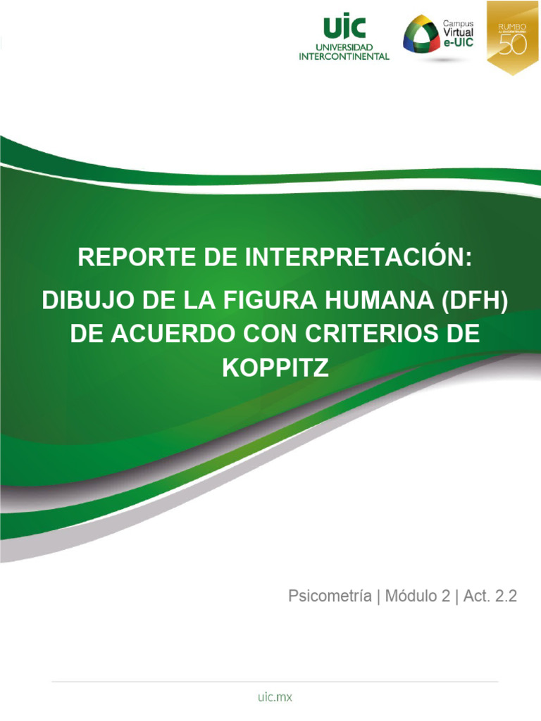 Reporte de Interpretación: Dibujo de La Figura Humana (DFH) de Acuerdo ...