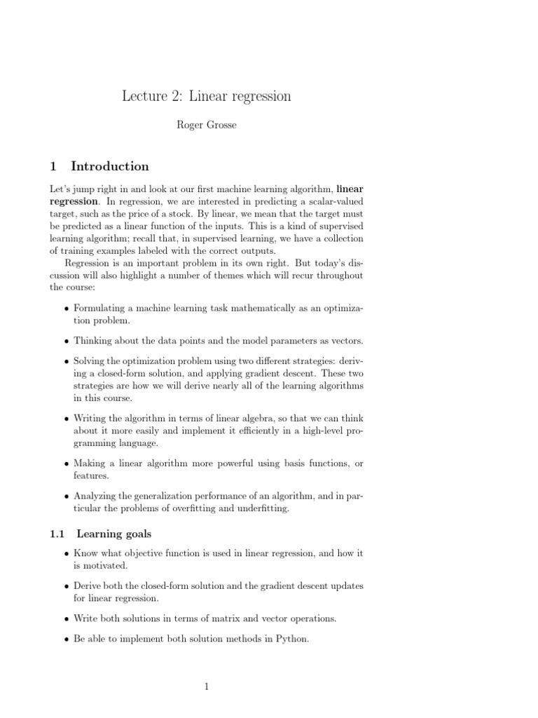 Linear Regression | PDF | Machine Learning | Linear Regression Linear Regression | PDF | Machine Learning | Linear Regression
