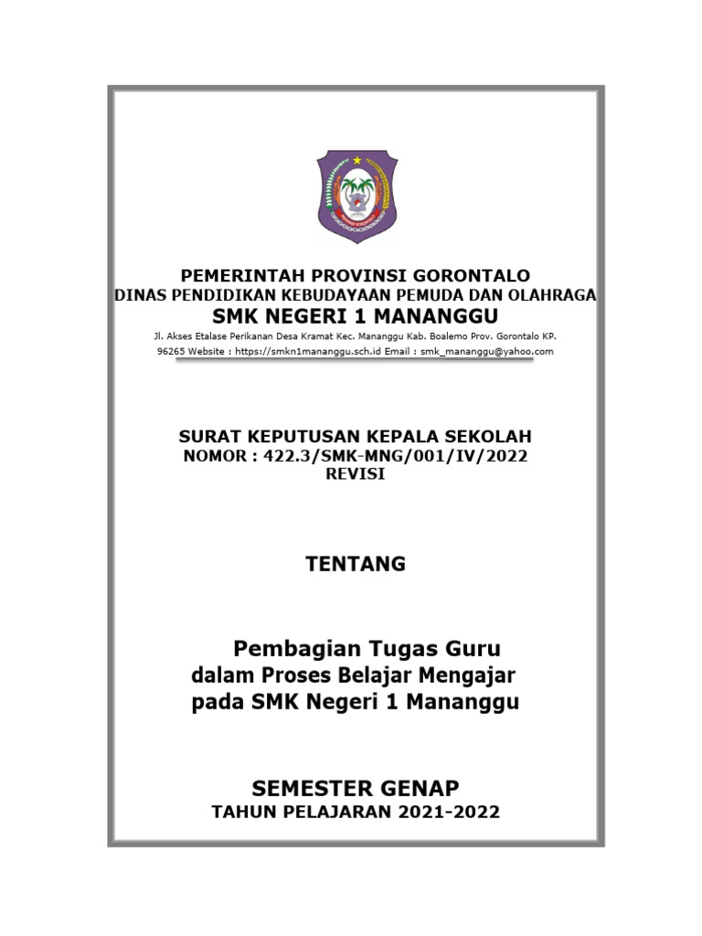 SK Pembagian Tugas Genap | PDF