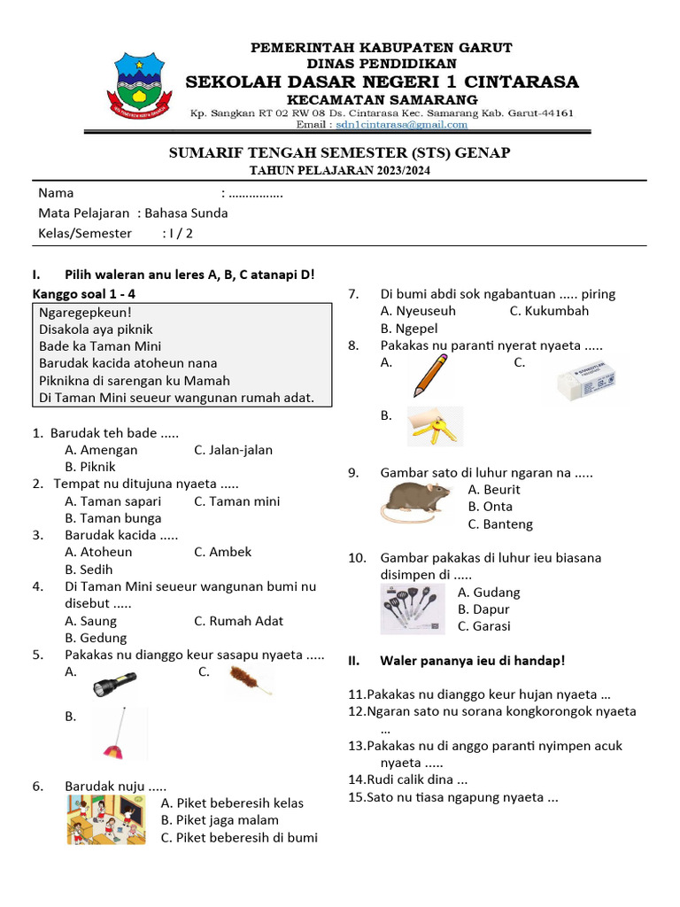 STS B. Sunda Kelas 1 Semester 2 | PDF