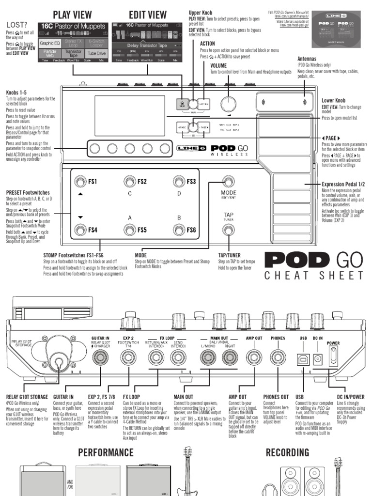 POD Go Wireless Cheat Sheet - English | PDF | Electronics | Sound ...