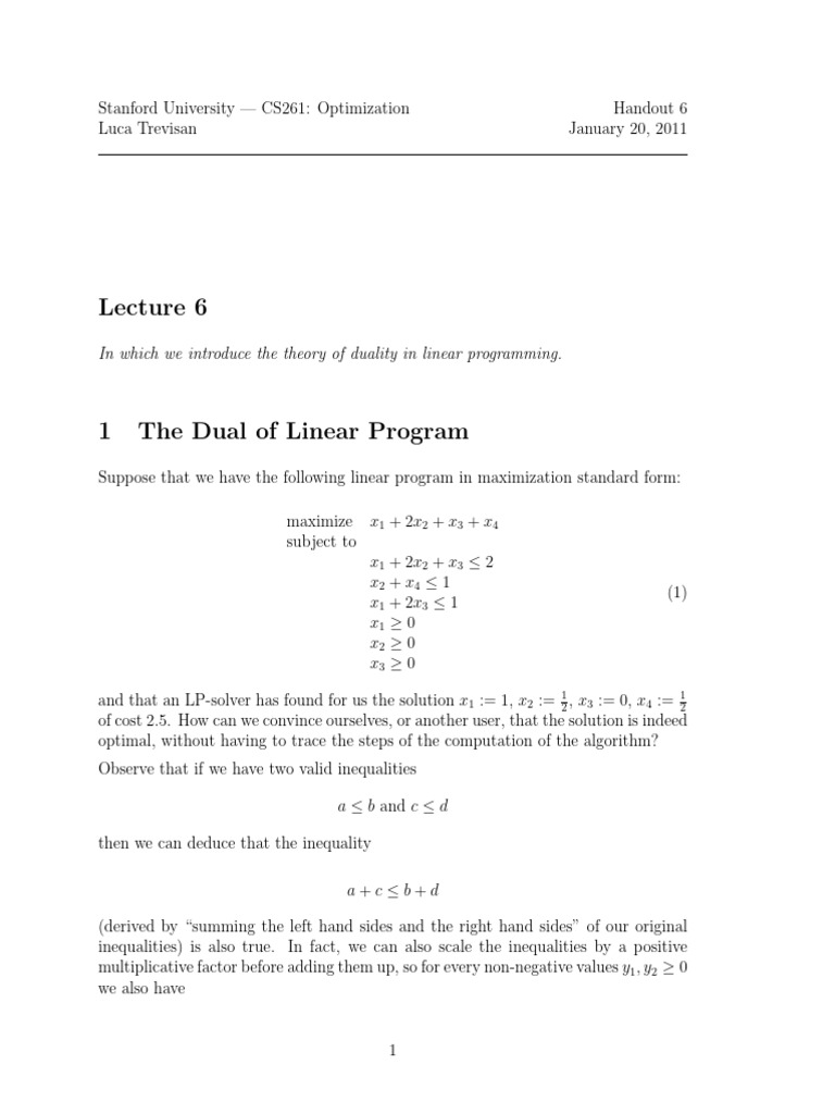 Understanding Duality in Linear Programming | PDF | Linear Programming | Mathematical Analysis