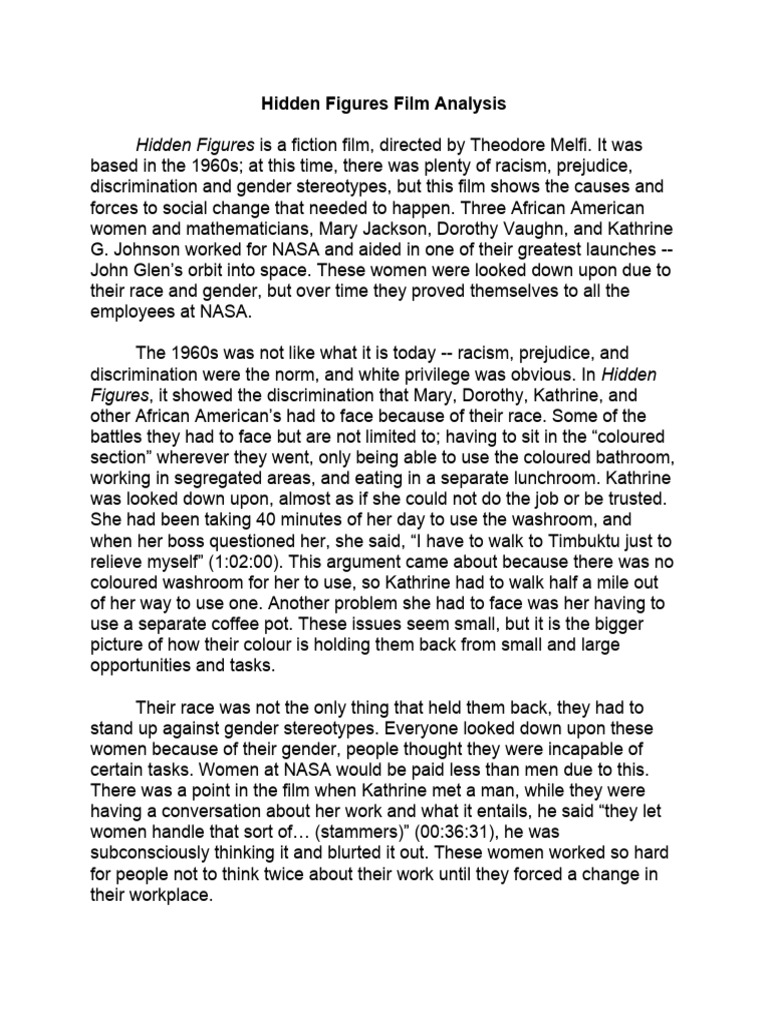 Analysis of Hidden Figures Film | PDF | Hidden Figures | Politics And Race