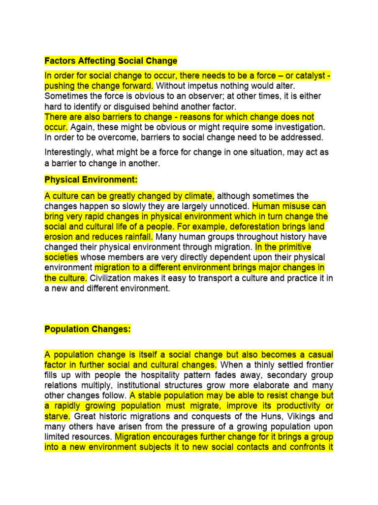 Factors Affecting Social Change Note | Download Free PDF | Natural ...