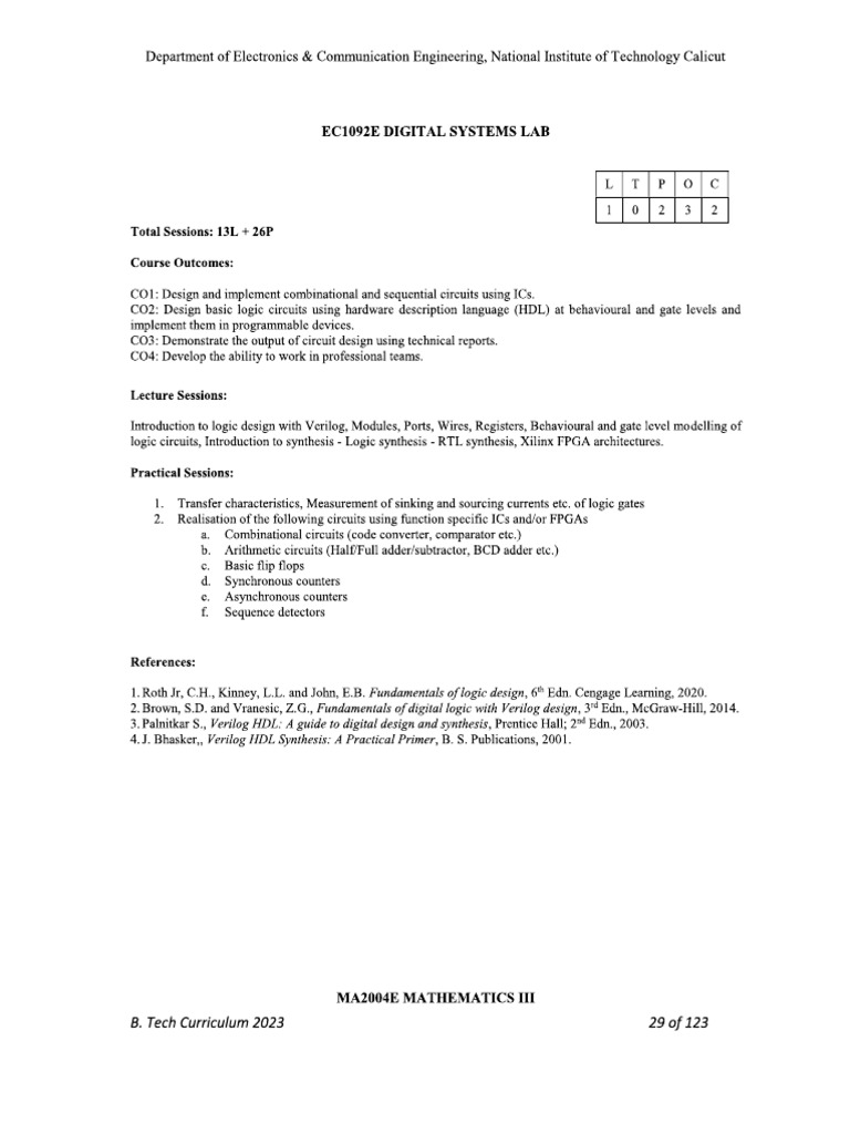 Sem 3 Syllabus | PDF