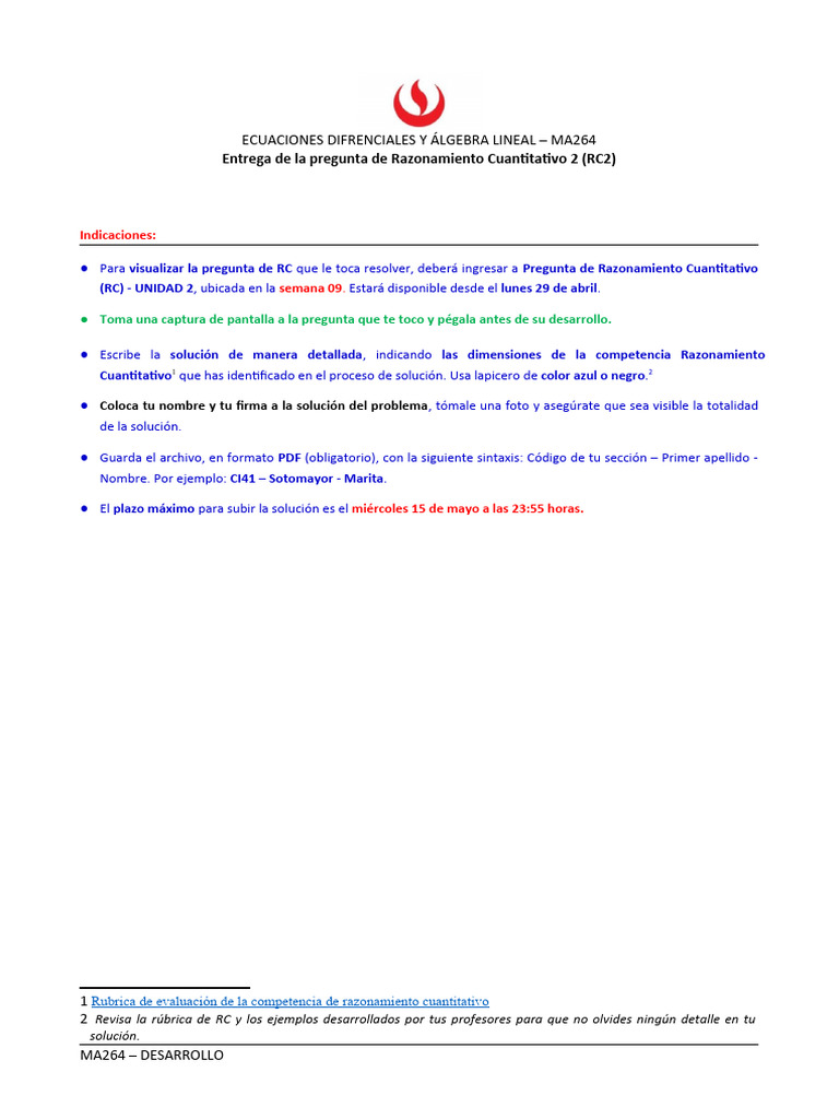 Tarea de RC2 en MA264 | PDF