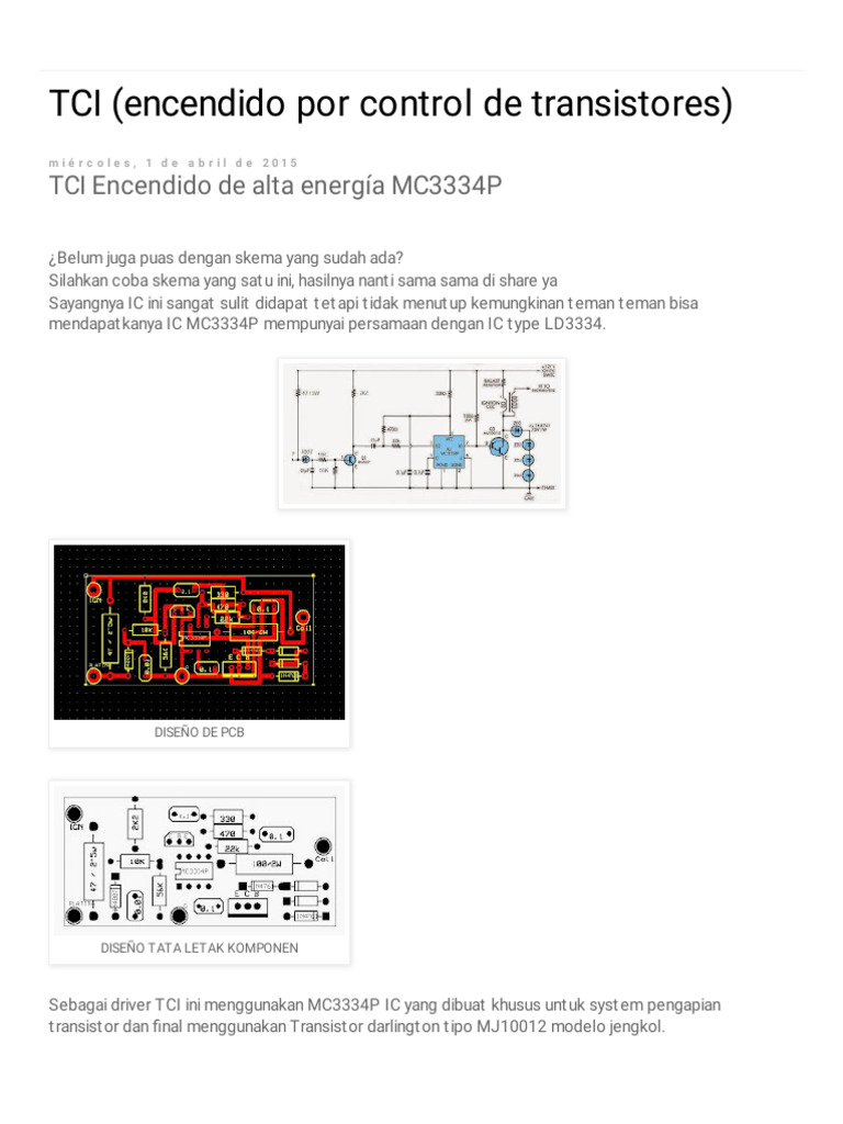 TCI (Encendido Por Control de Transistores) - TCI Encendido de Alta Energía MC3334P | PDF