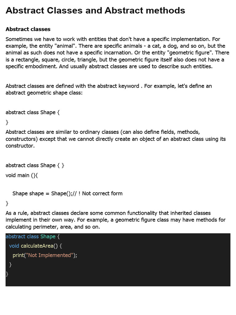 Class-13 - Abstract Classes | PDF | Method (Computer Programming) | Area