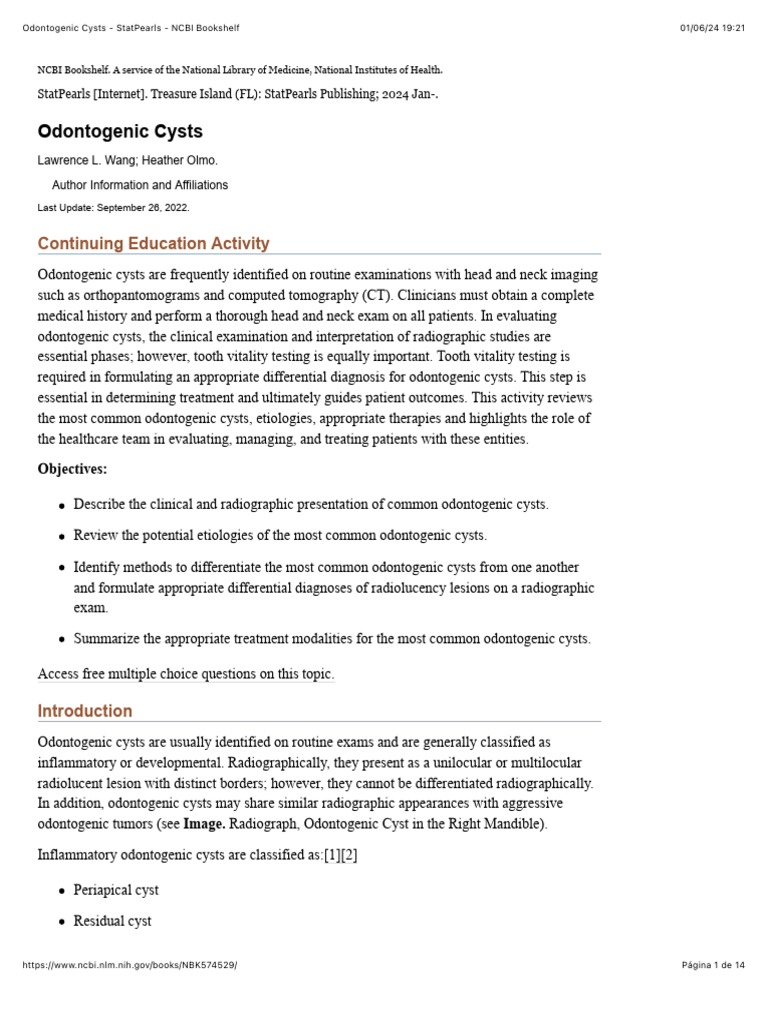 Odontogenic Cysts - StatPearls - NCBI Bookshelf | PDF | Epithelium ...