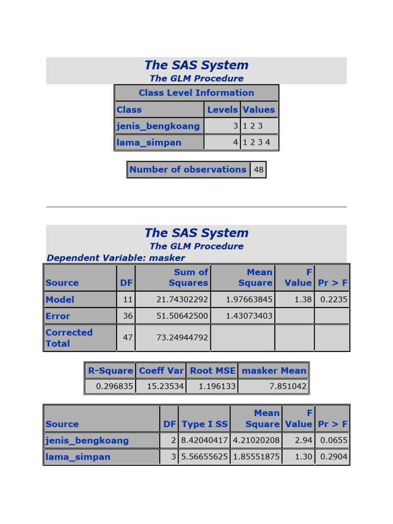 GLM Analysis for SAS Users | PDF | Mean | Mean Squared Error