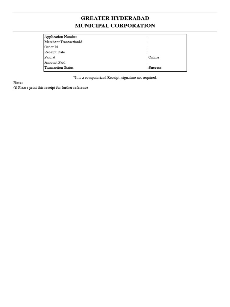 Greater Hyderabad Municipal Receipt | PDF