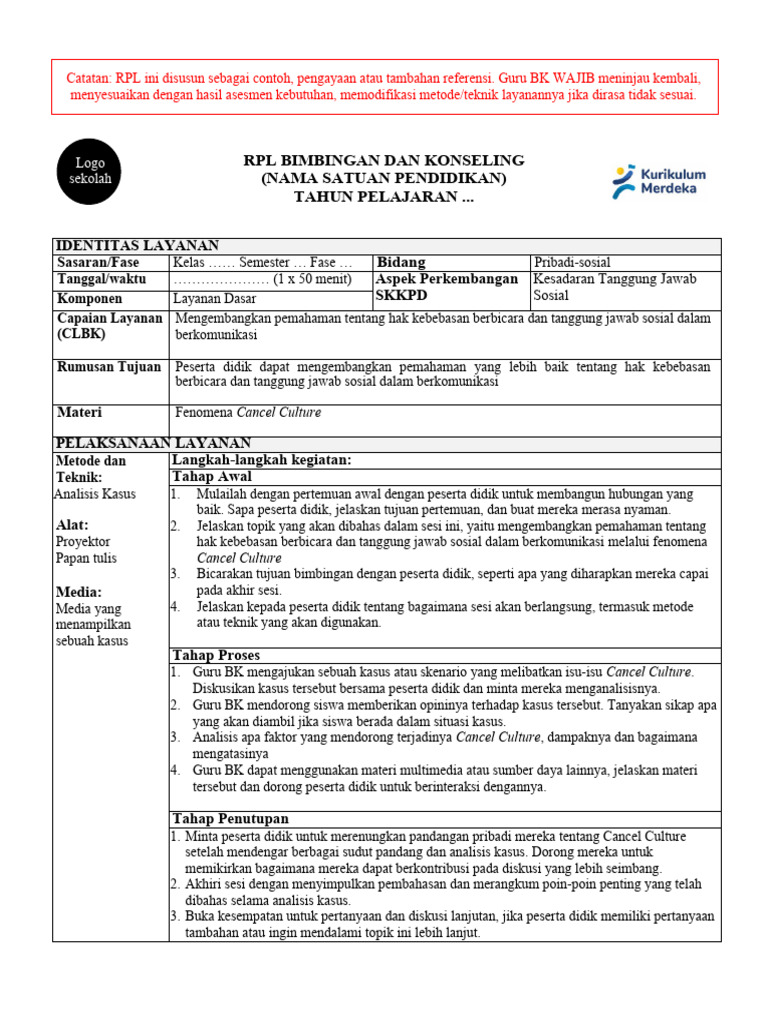 RPL Bimbingan Klasikal - Cancel Culture | PDF