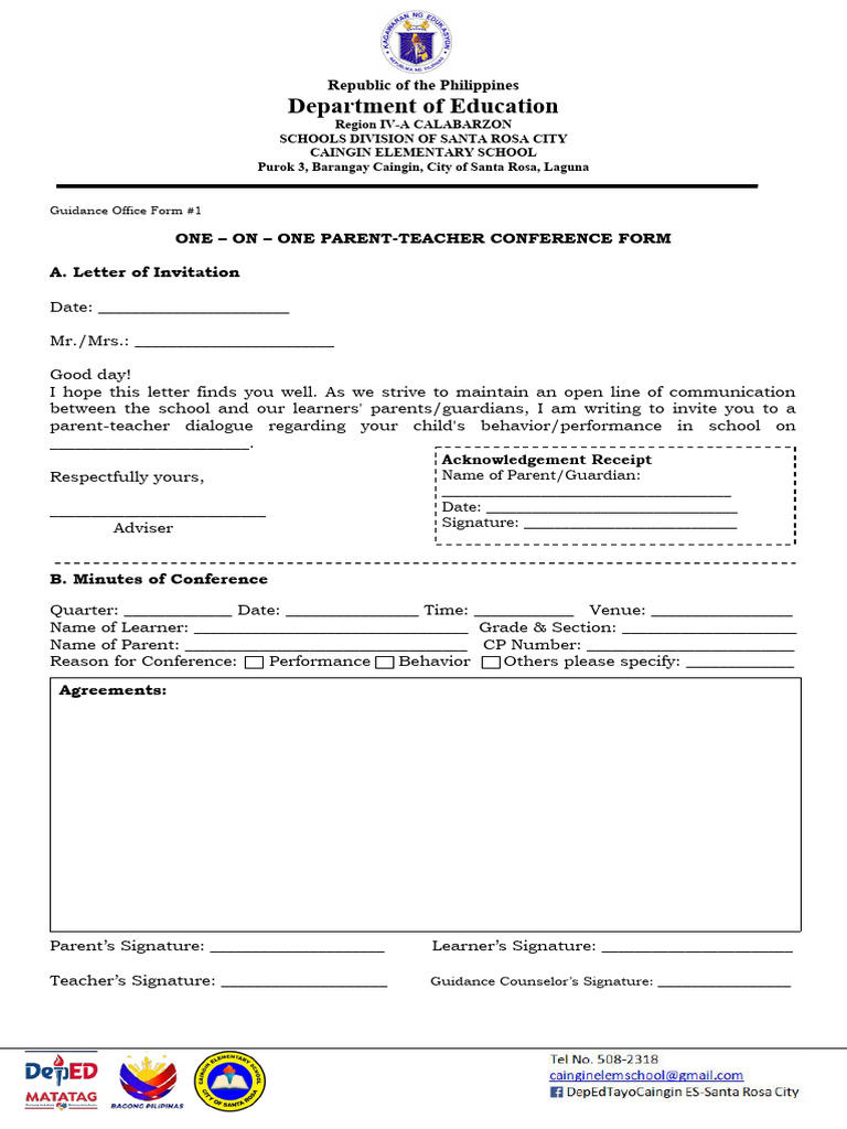 one on one conference template | PDF