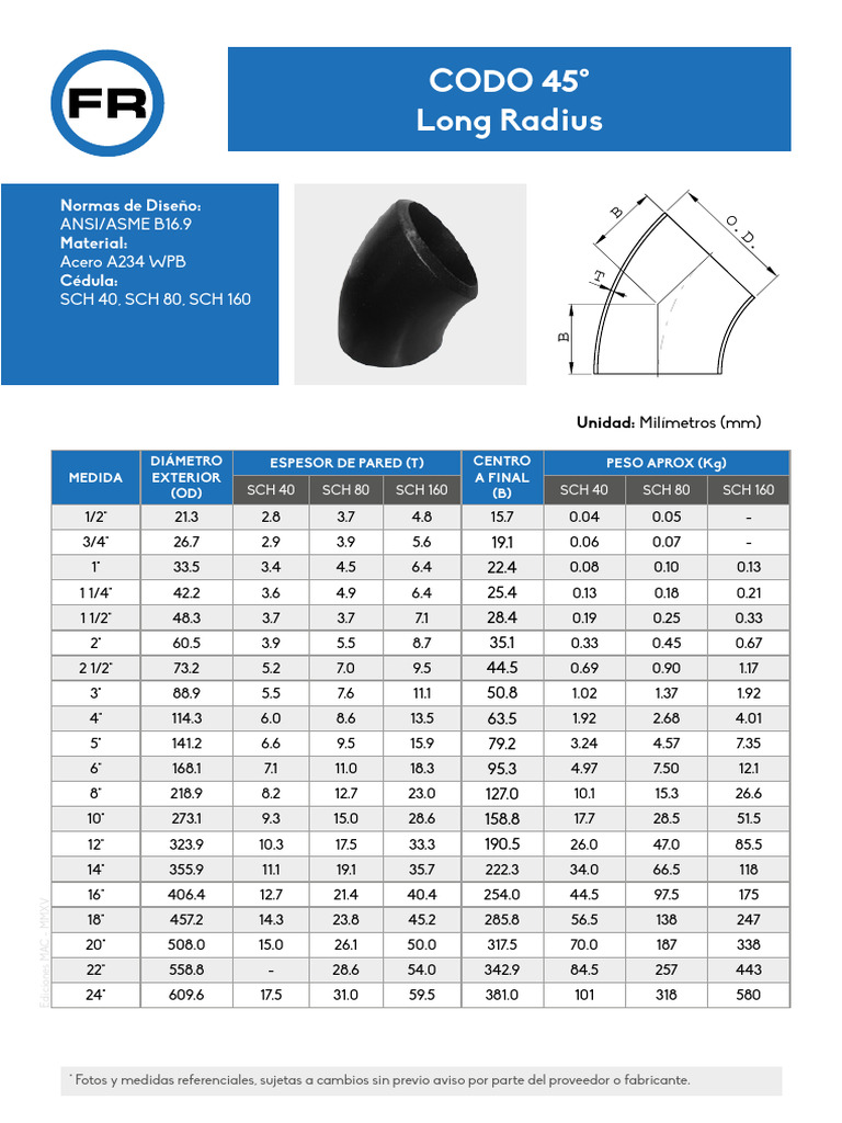 Codo 45º sch-40 | PDF