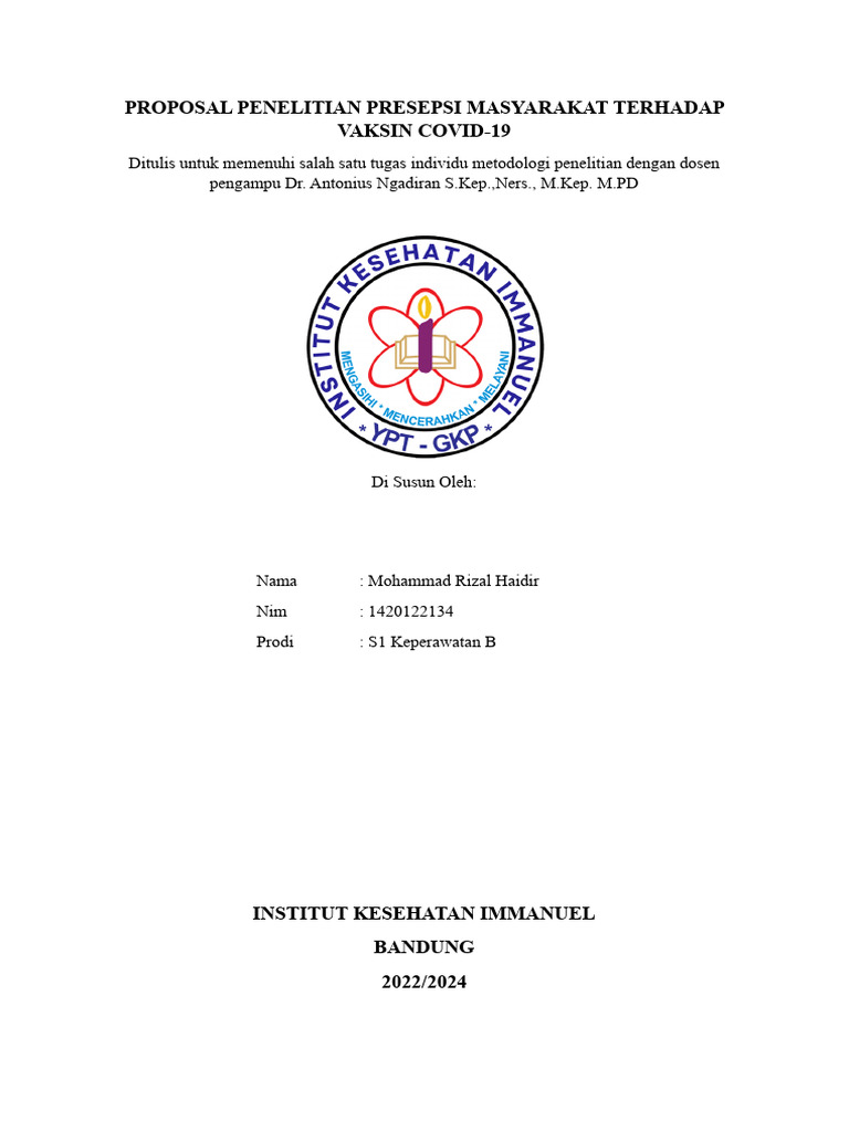 Proposal Penelitian - MohammadRizalHaidir - S1KepB - Metodologi - UTS | PDF | Ilmu Sosial ...