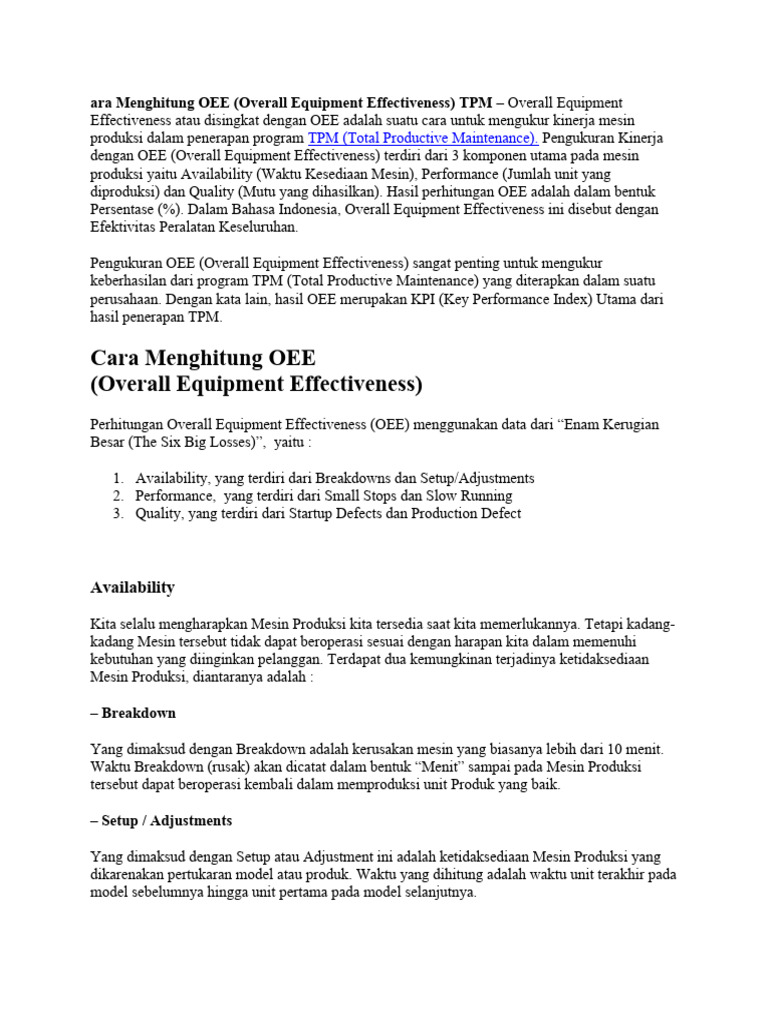 Cara Menghitung Oee Pdf
