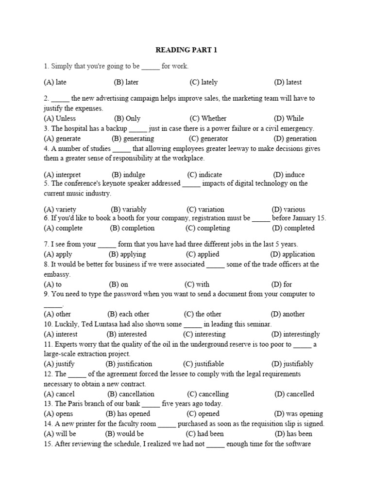 Reading Part 1 | PDF | Business