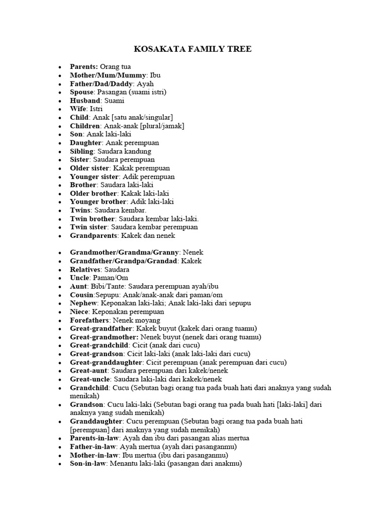 Family Tree | PDF | Seni & Disiplin Bahasa | Kajian Bahasa Asing