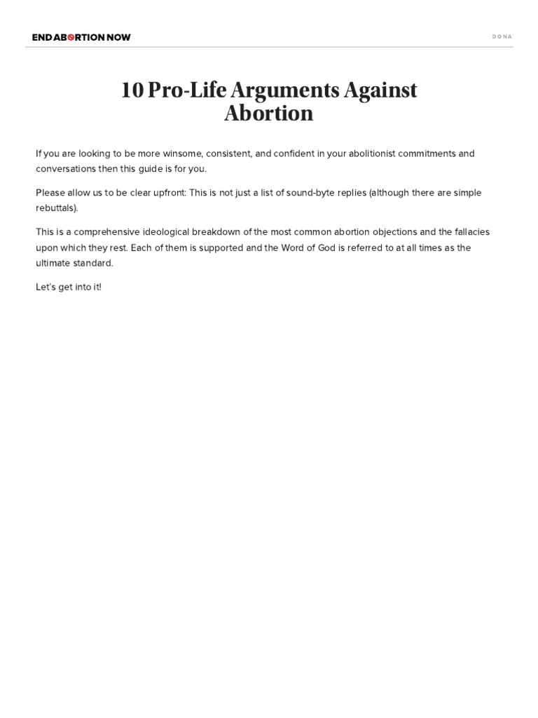 10 Pro-Life Arguments Against Abortion - End Abortion Now | PDF | God ...