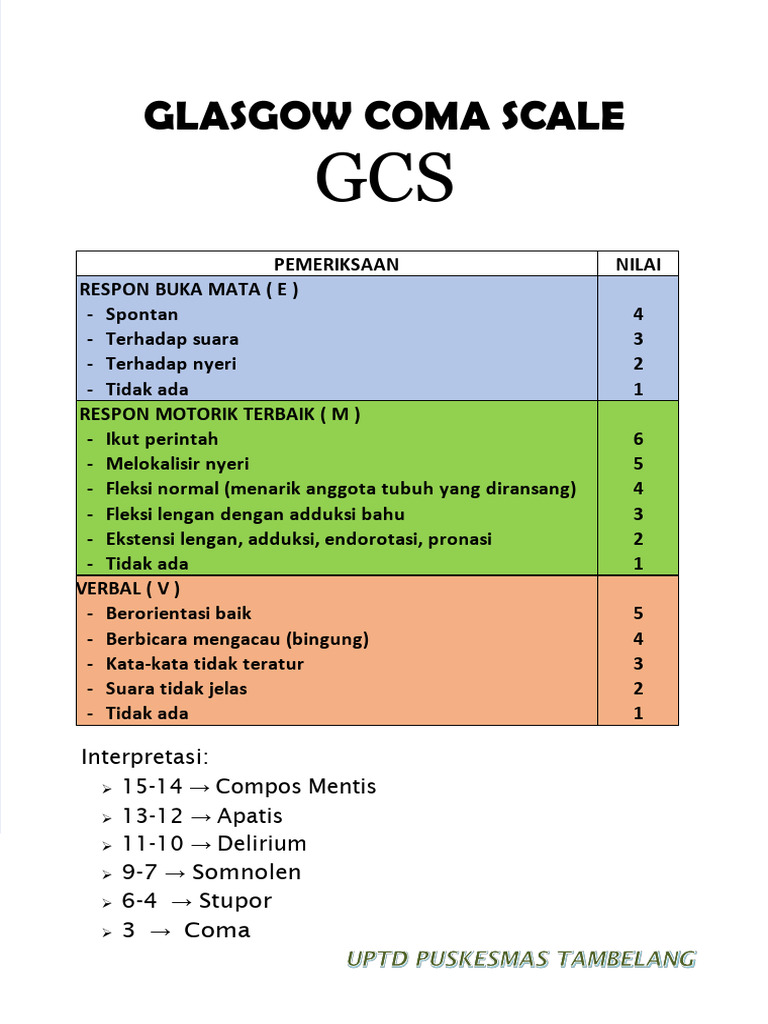 Skala Coma Glasgow: Penilaian Respons Neurologis | PDF
