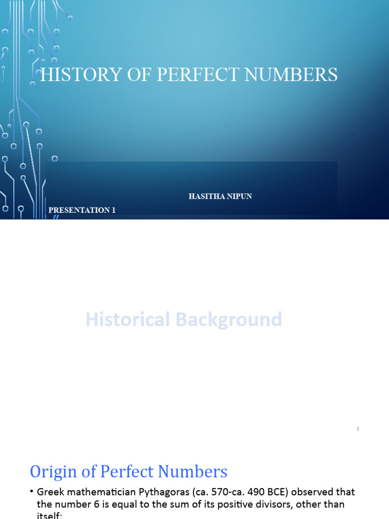 History of Perfect Numbers | PDF | Numbers | Prime Number