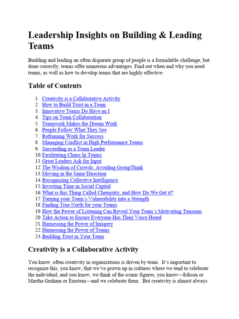 Leadership Tips for Team Building | PDF | Leadership | Humility