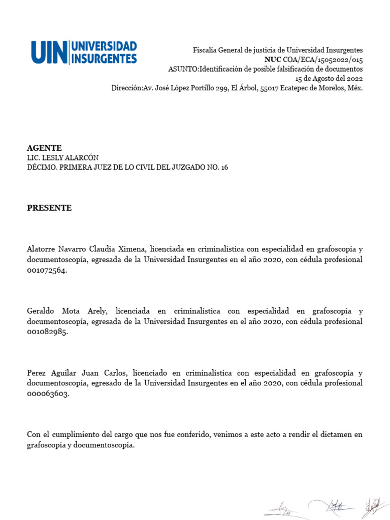 Dictamen Pericial. | PDF | Escritura