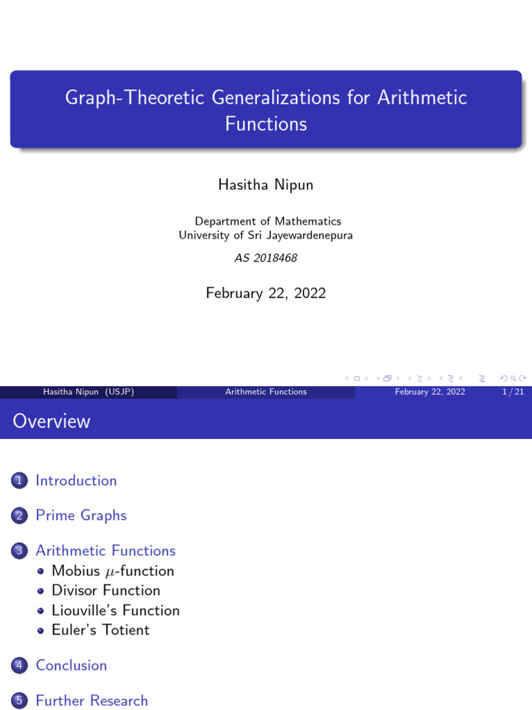 Graph-Theoretic Generalizations For Arithmetic | PDF | Function (Mathematics) | Graph Theory