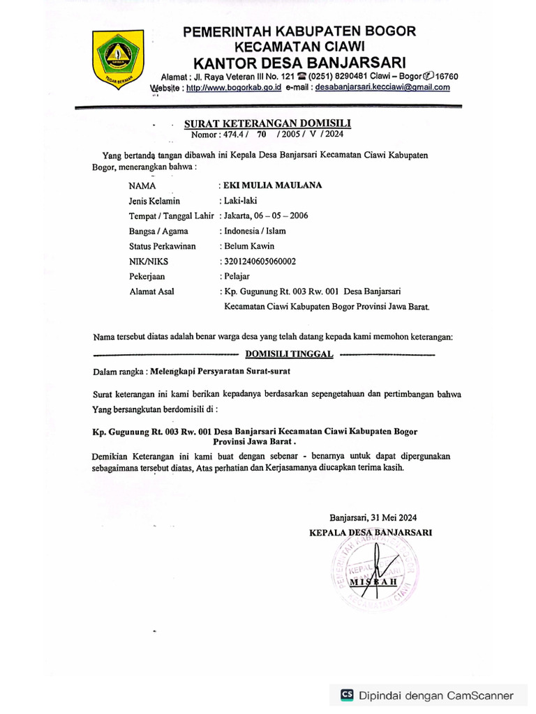 Surat Keterangan Domisili | PDF