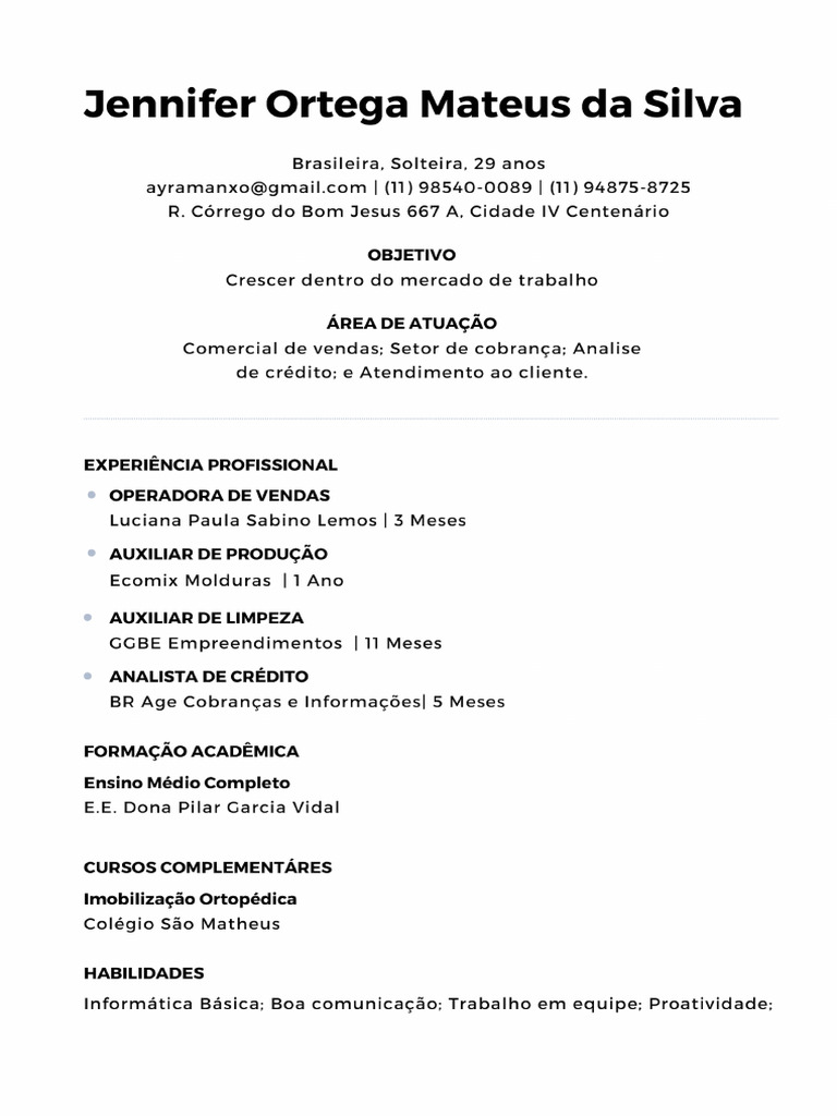 Jennifer Ortega Mateus Da Silva | PDF