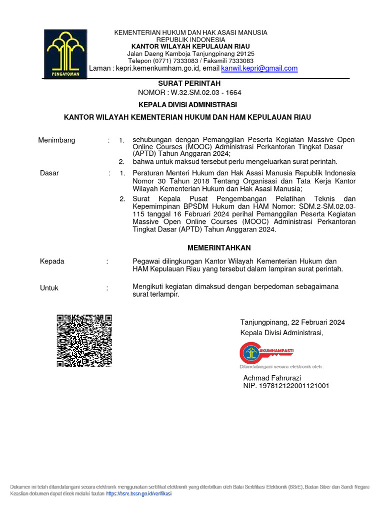 Sprint Mooc Aptd Lapas Batam | PDF