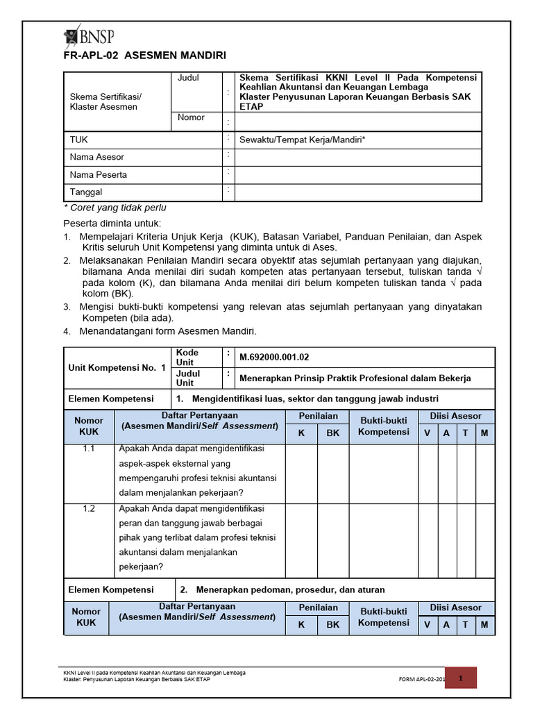 FR-APL-02-Elemen-2018 | PDF
