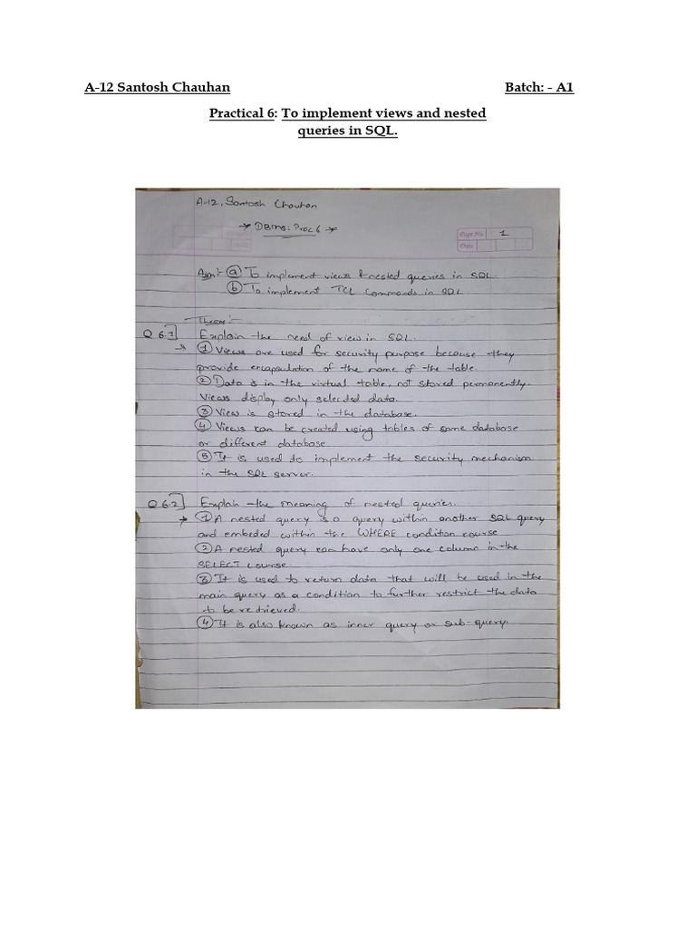 DBMS Prac 6 | PDF | Computers